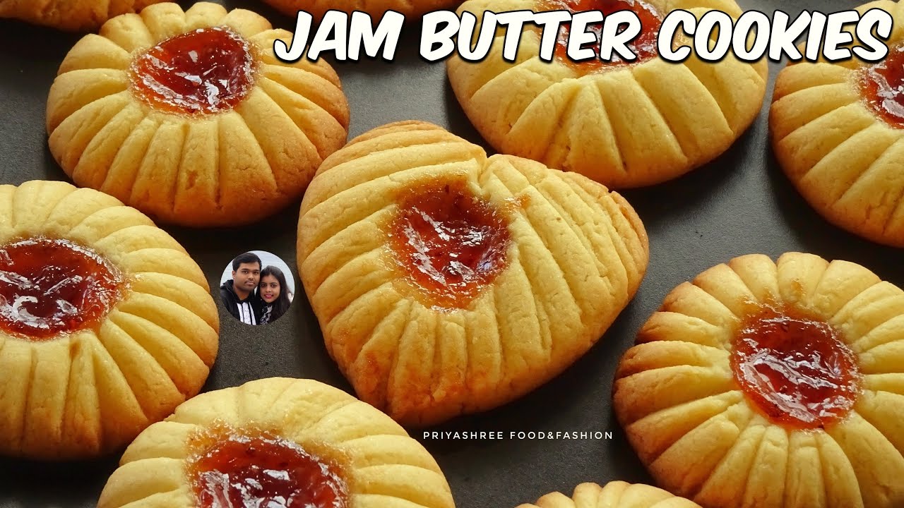 Jam Butter Cookies - Simple Homemade Egg less butter cookies - YouTube