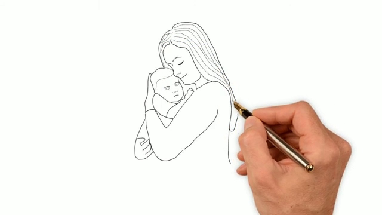 How to drawing Baby with Mother New trick 2019 (August). - YouTube