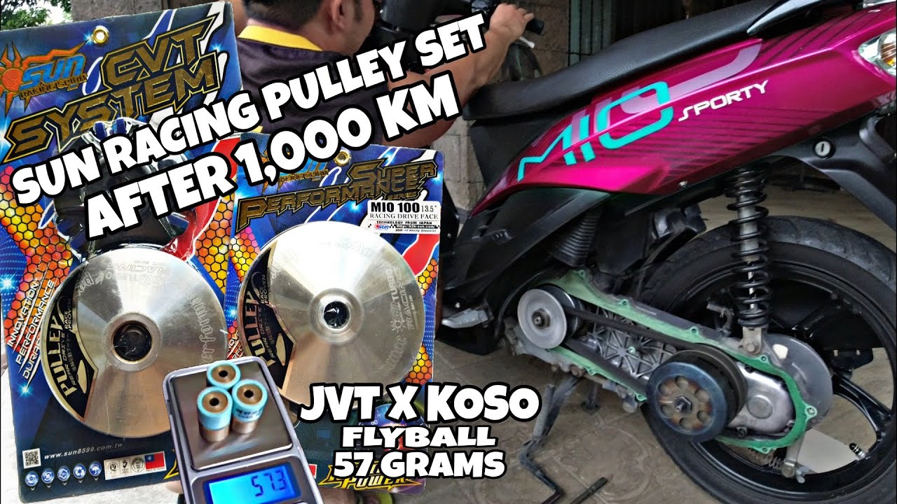 SUN RACING PULLEY SET JVT KOSO FLYBALL REVIEW MIO SPORTY SOULTY - YouTube