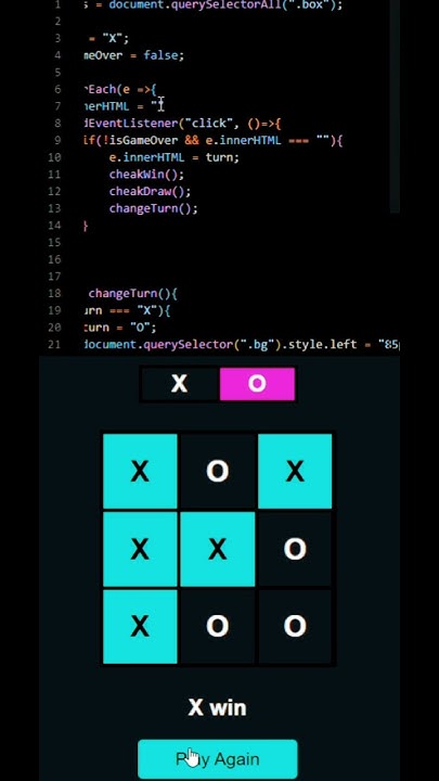 Tic Tac Toe Game Using Html Css Javascript Want Github Code Coding Viral Shorts