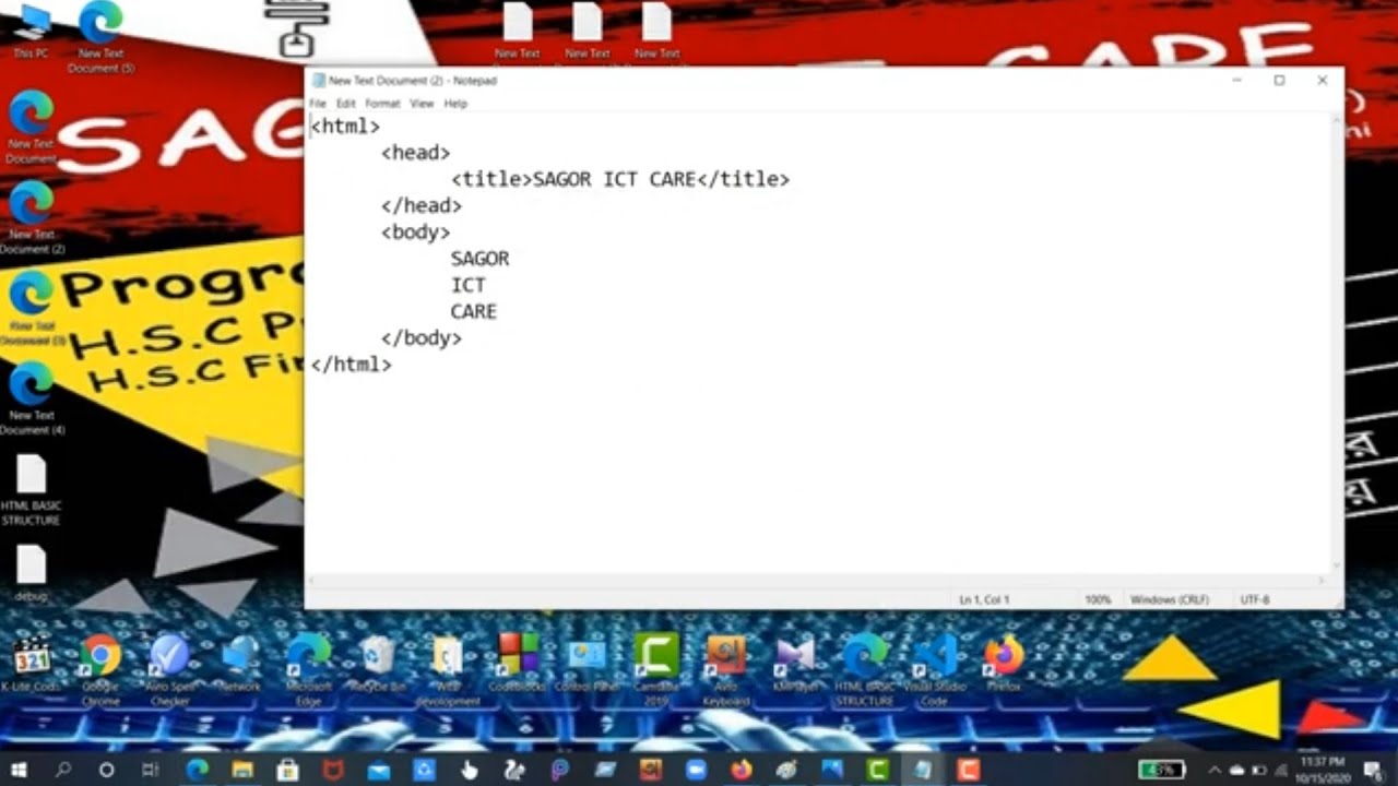 HTML 2nd Tutorial (showing content in web page) - YouTube