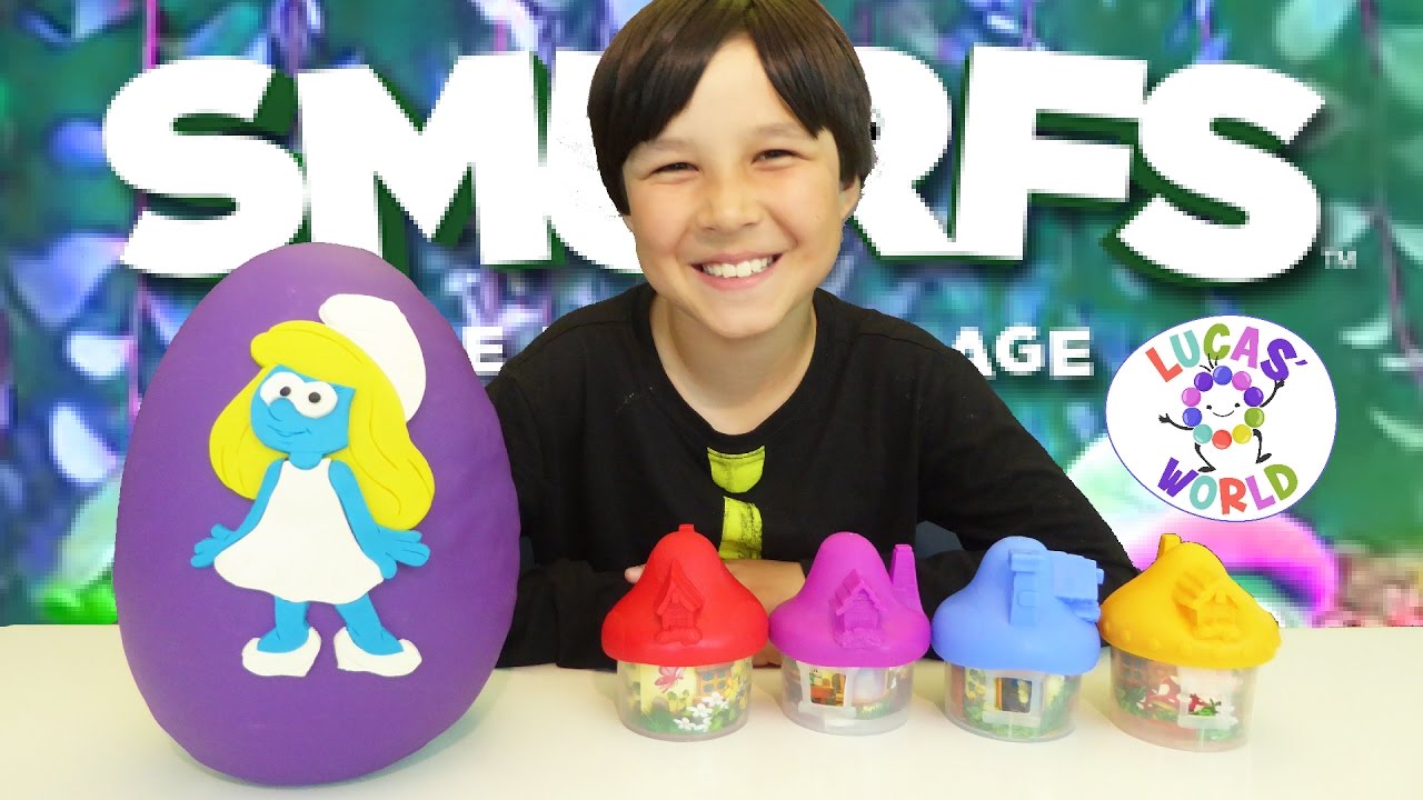Giant SMURFS Play Doh Surprise Egg SMURFS 2 & The Lost Village HAPPY ...