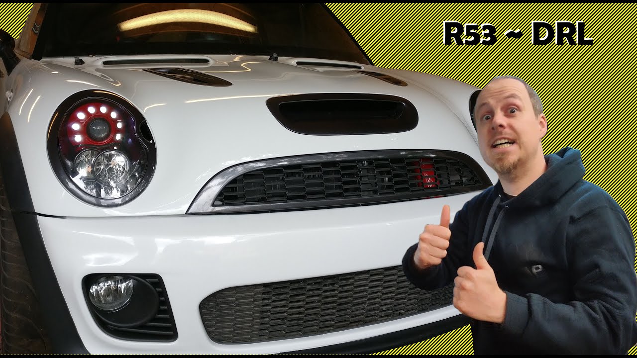 R53 mini facelift light day light running lights DRL - YouTube