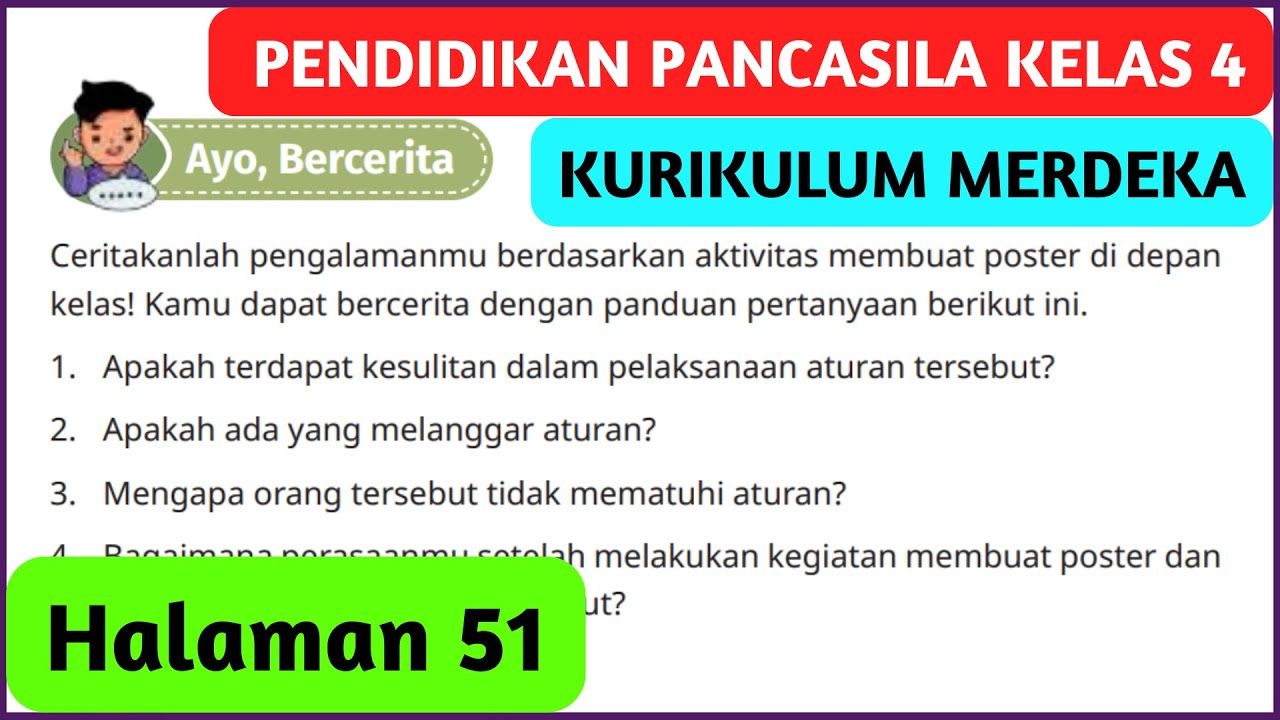 Kunci Jawaban Pendidikan Pancasila Kelas 4 Halaman 51 Kurikulum Merdeka ...