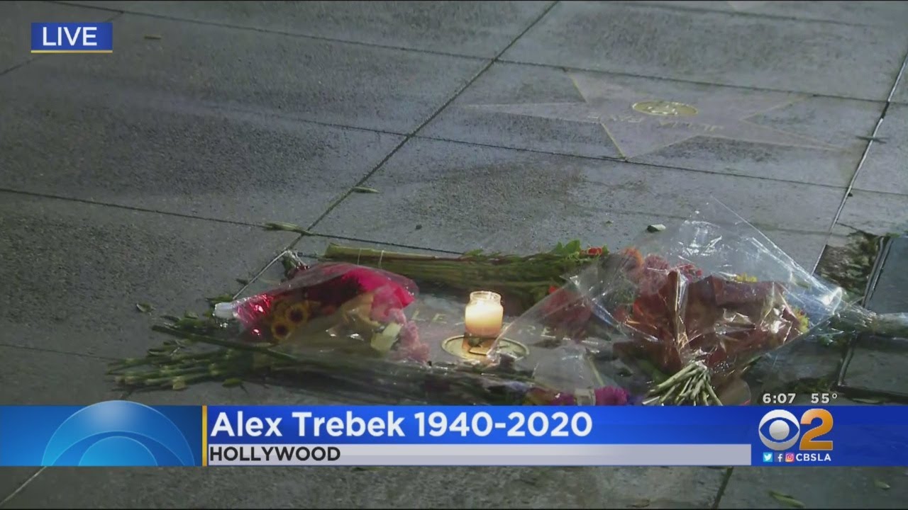 Memorial Grows At Alex Trebek's Hollywood Walk Of Fame Star - YouTube