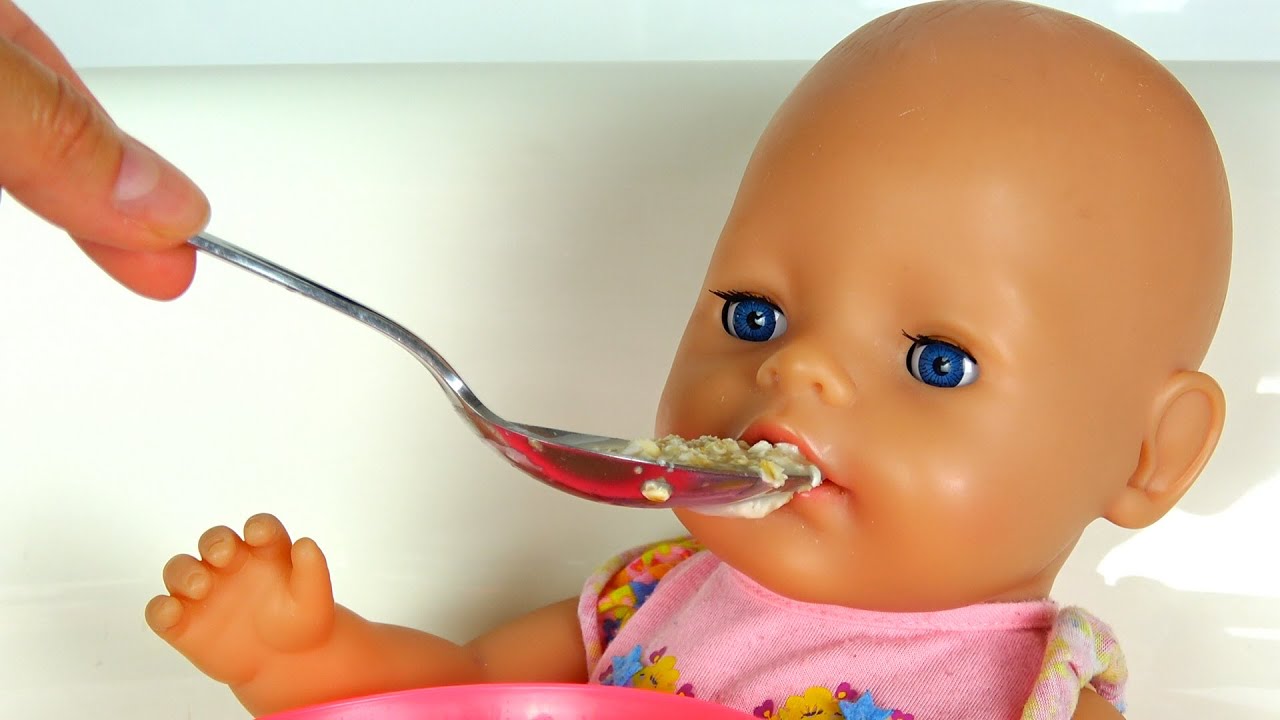 Baby Born eating and swimming Morning routine - YouTube