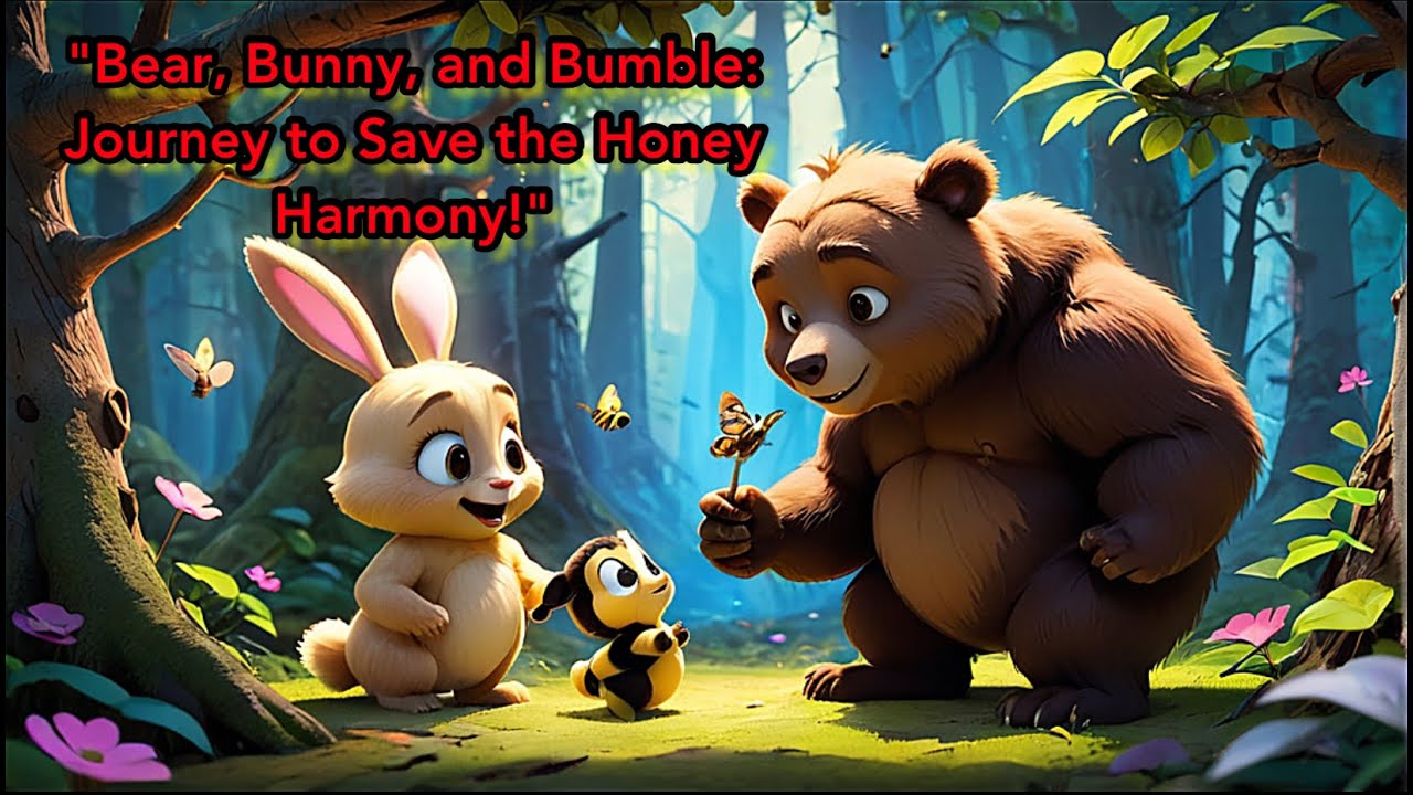 Bear and Bunny🐝 Animated forest story for kids with buzzing bees and honey surprise #kidsstory # ...