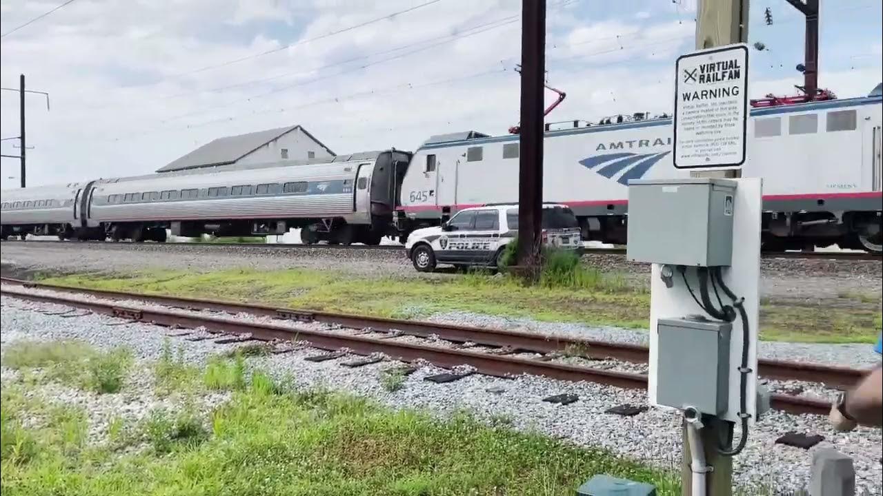 Amtrak meets N & W 611 class J 4-8-4 Leaman Place Strasburg Railroad - YouTube