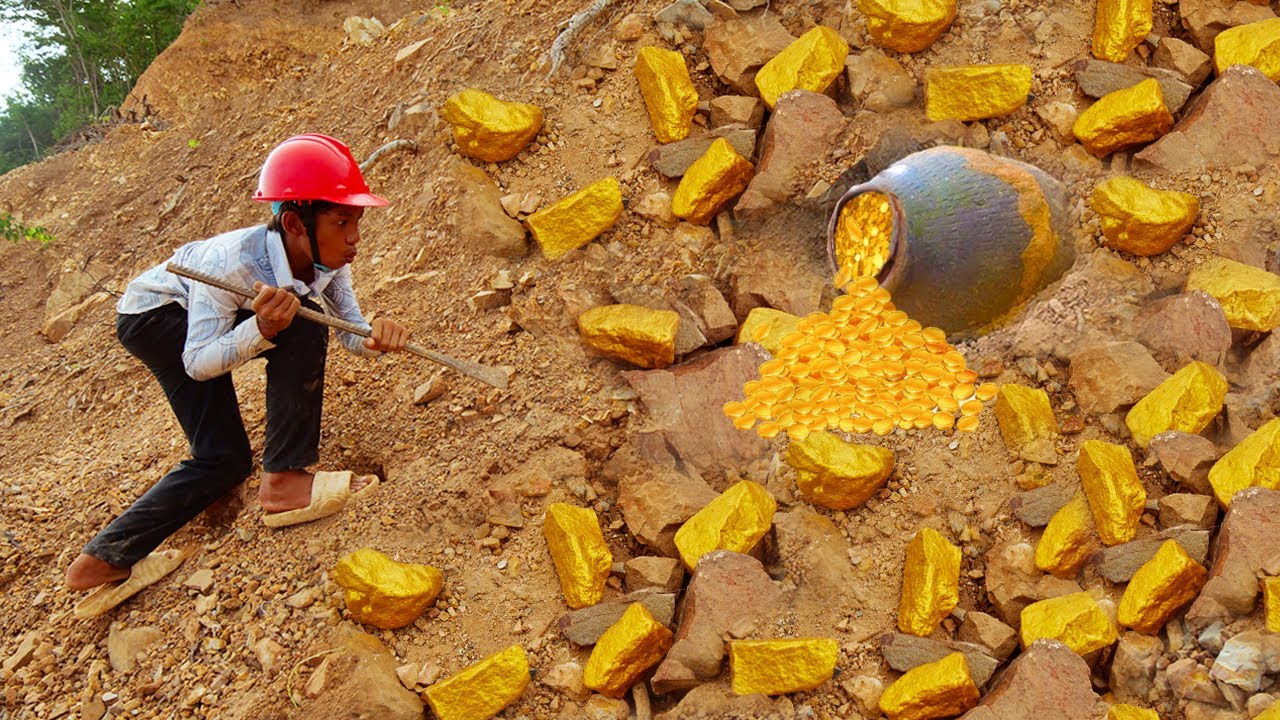Amazing Mining a lot TREASURES GOLD in Old Pot at the Mountain ...