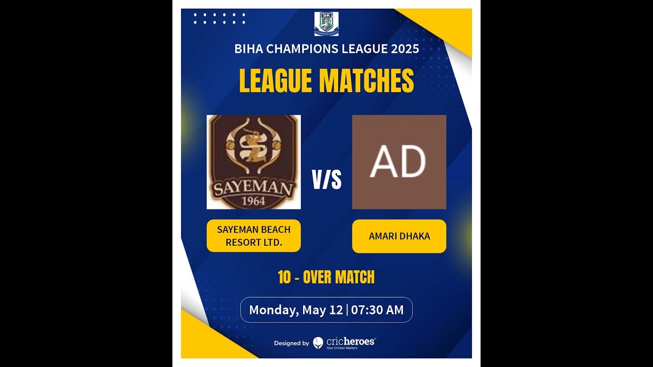 SAYEMAN BEACH RESORT LTD. VS AMARI DHAKA BIHA CHAMPIONS LEAGUE 2025 ...