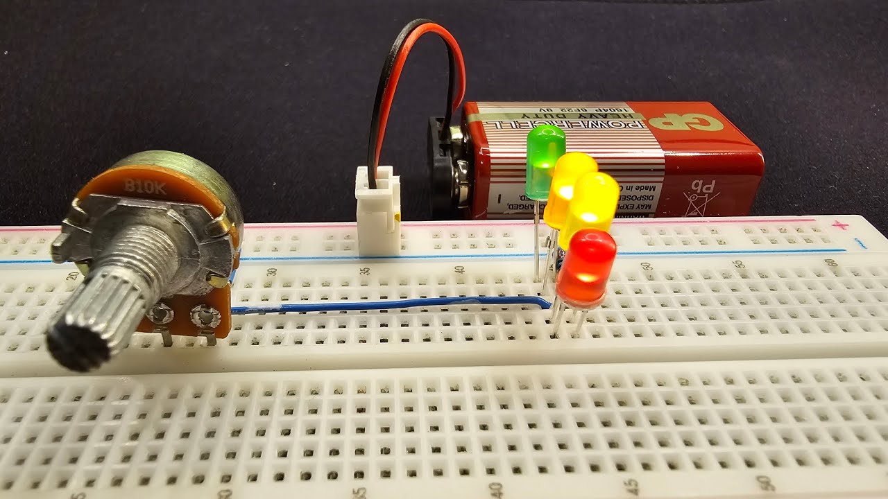 How do you control the brightness of an LED using a potentiometer? Basic electronics. - YouTube
