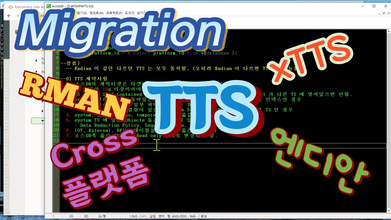 TTS 개념 및 실습 (Solaris DB 에서 Linux DB 로 TS Migration) - YouTube