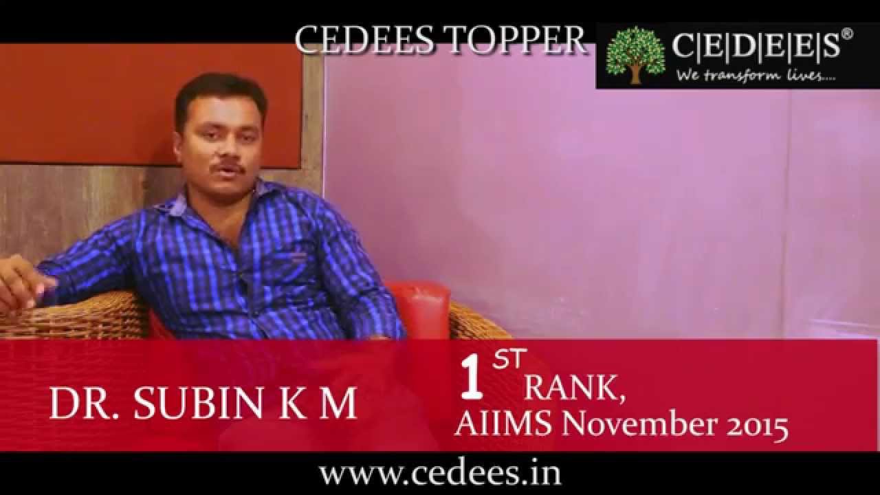 CEDEES AIIMS MDS NOV 2015 1st and 2nd RANK TOPPERS!!!!! - YouTube