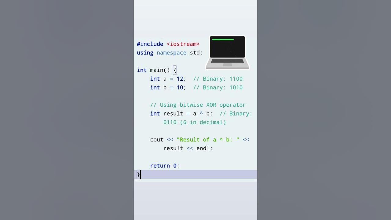 Bitwise Xor Operator In Cpp Language Bitwise X Or Operator Bitwise Operator Operator Youtube