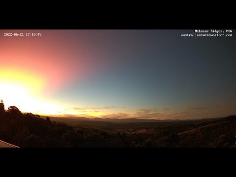 Timelapse of sunset with extra colour and rays from the Tongan volcanic ...