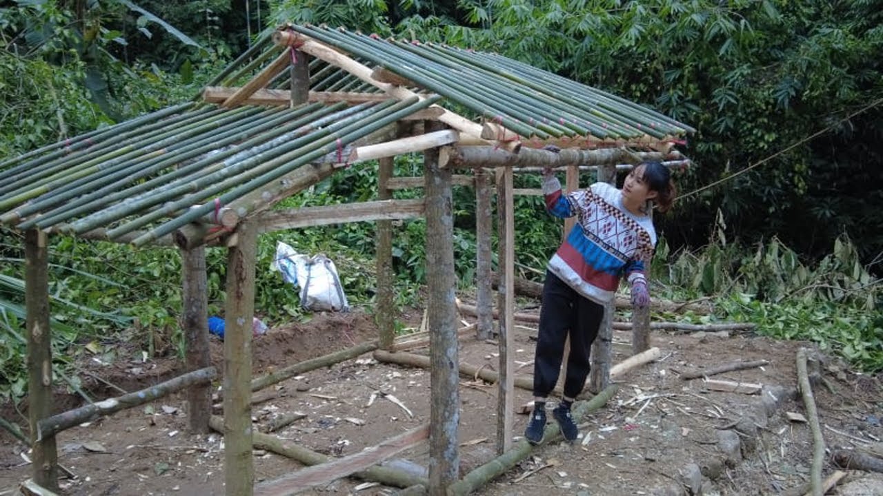 90 Days Alone Bushcraft Camping.. Build The Most Beautiful Wooden House ...