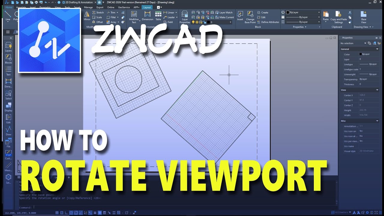 ZWCAD How To Rotate Viewports - YouTube
