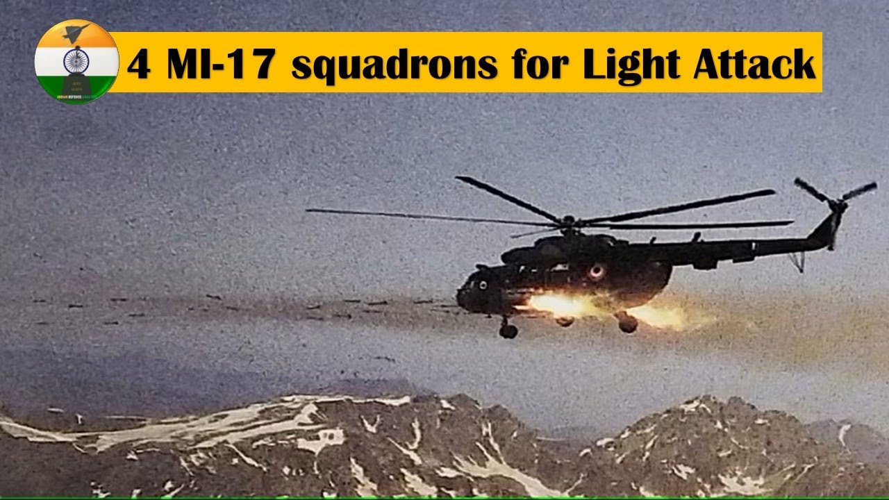 IAF MI 17 helicopters firing rocket | 4 IAF's Mi-17 helicopter sqns ...