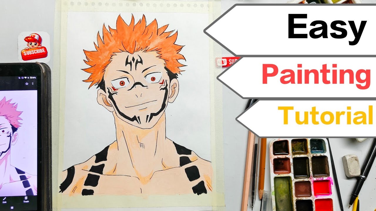 How to Paint Sukuna — Part 2 | Step by step water colour - YouTube