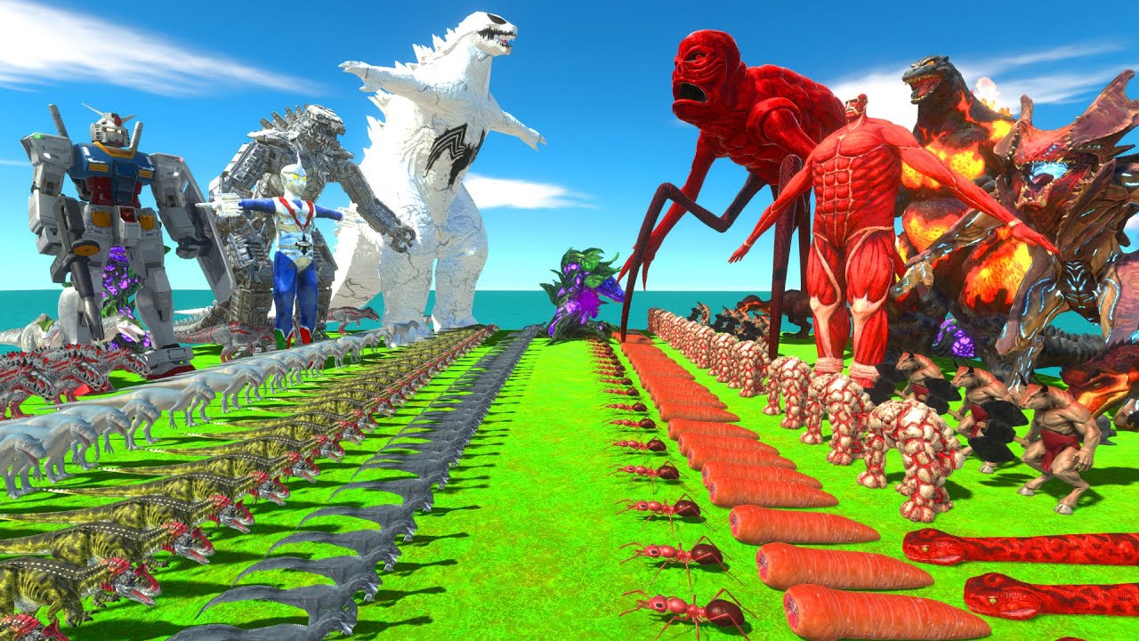 Red Monster War - Team Anti-Venom Godzilla VS Team Titanus Red - Animal ...