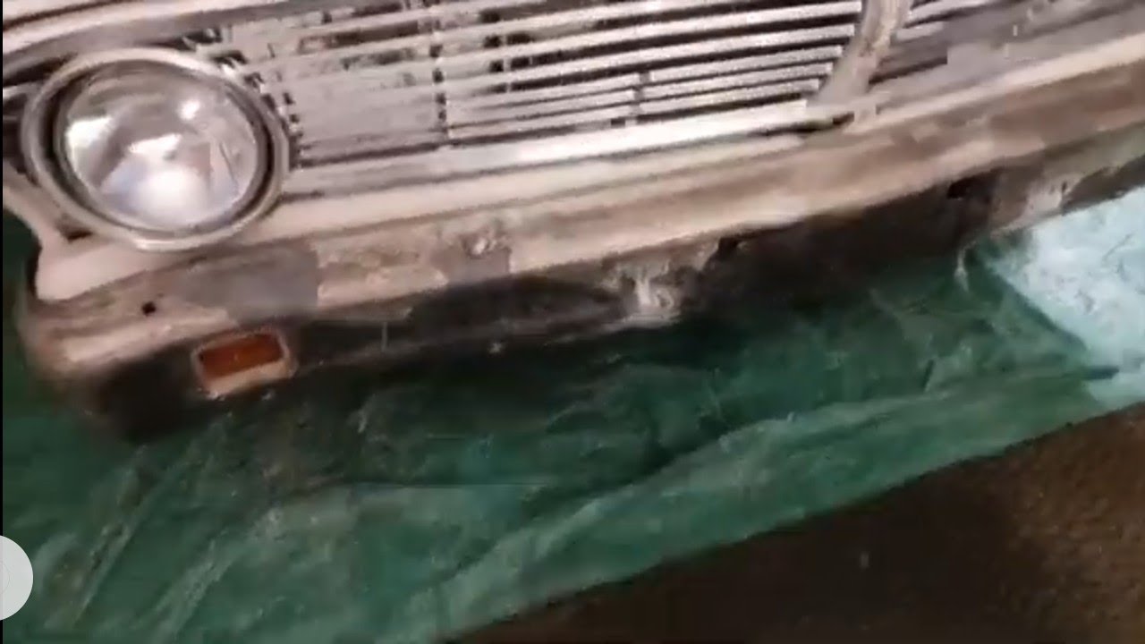 1965 Ford Falcon bumper repair and rust hole repair - YouTube