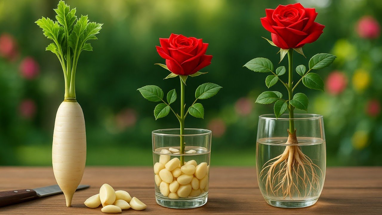Just white radish! Red roses have taken root and bloomed overnight ...