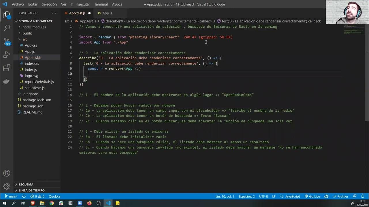 12 Creación de un proyecto sencillo bajo TDD - Curso ReactJS Avanzado - OpenBootcamp - YouTube