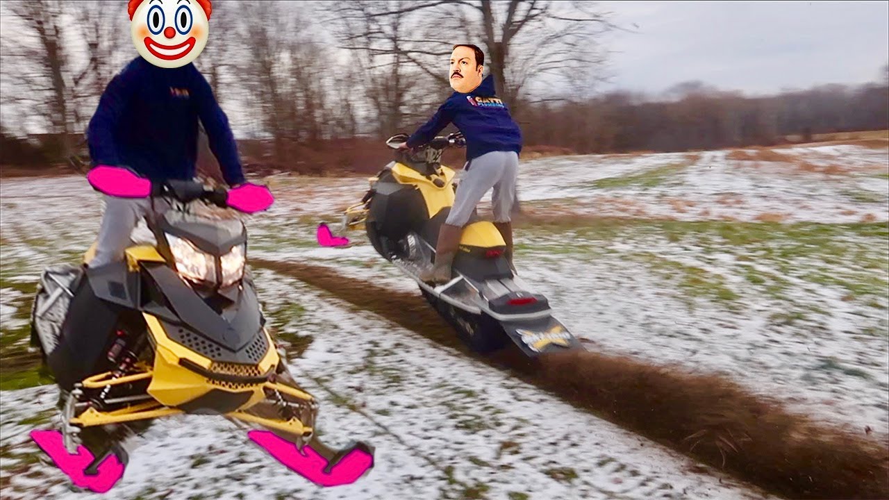 SNOWMOBILE GRASS WHEELIES + NEW RACE CAN EXHAUST SOUND - YouTube