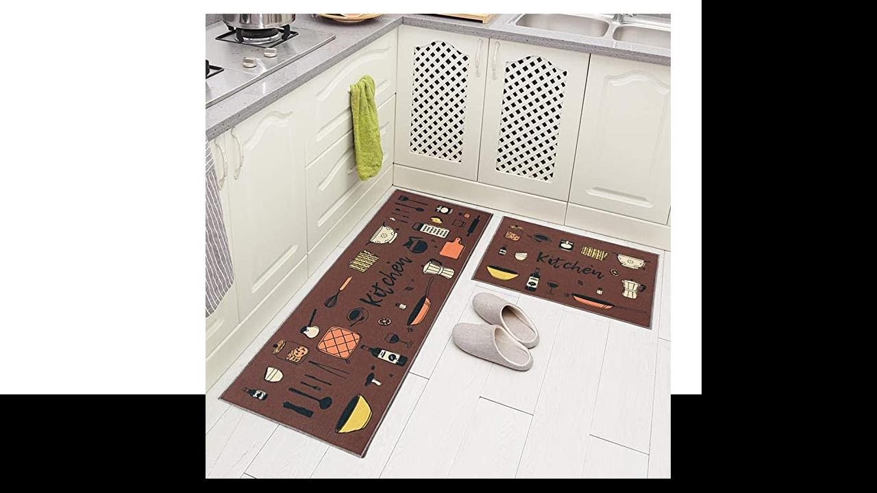 Carvapet 2 Pieces Non-Slip Kitchen Rug TPR Anti-Slip Backing Mat for ...