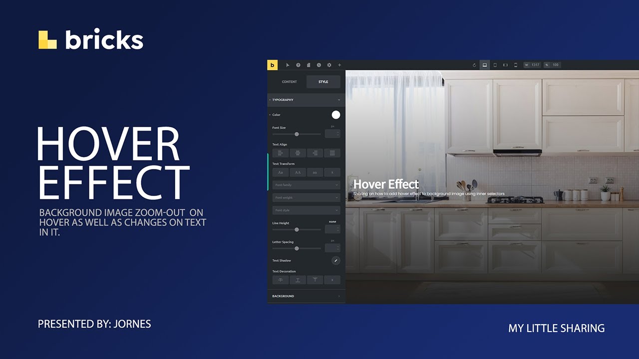 Bricks Builder - How to add hover effect to background image and text element in a div - YouTube