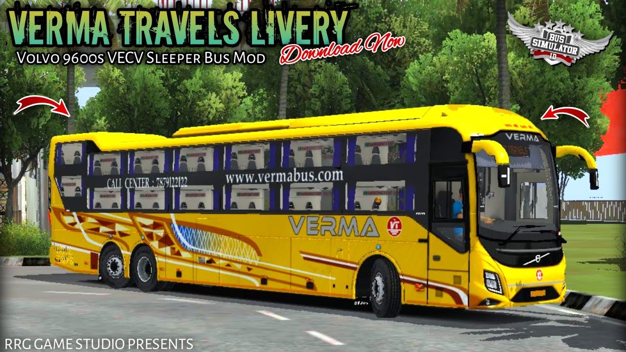 🤩🔥Verma Travels Livery for Volvo 9600s VECV Sleeper Bus Mod | Bussid v4 ...