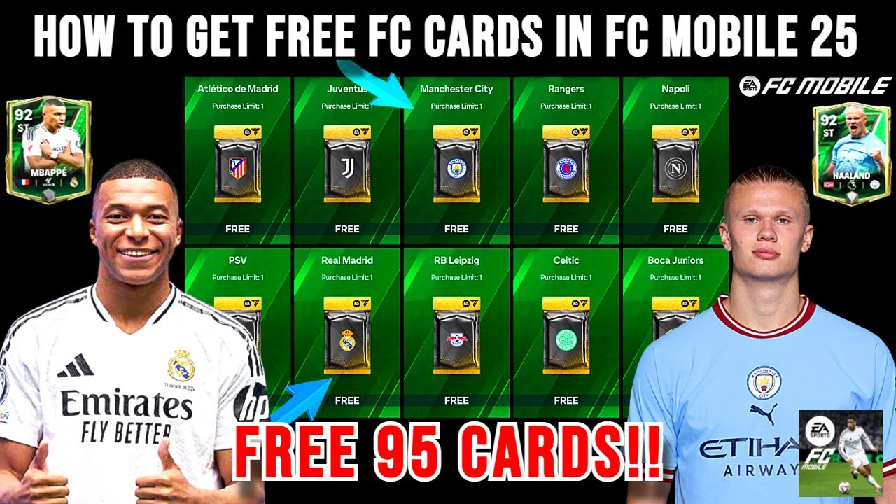 Free 95 cards!! 😮 - How to get free cards in FC Mobile 25 - Free Mbappe ...