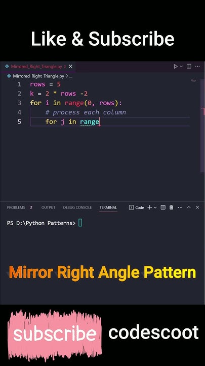 Mirror Right Angle Pattern In Python Shorts Pythonshorts Coding Programming Datascience 4508