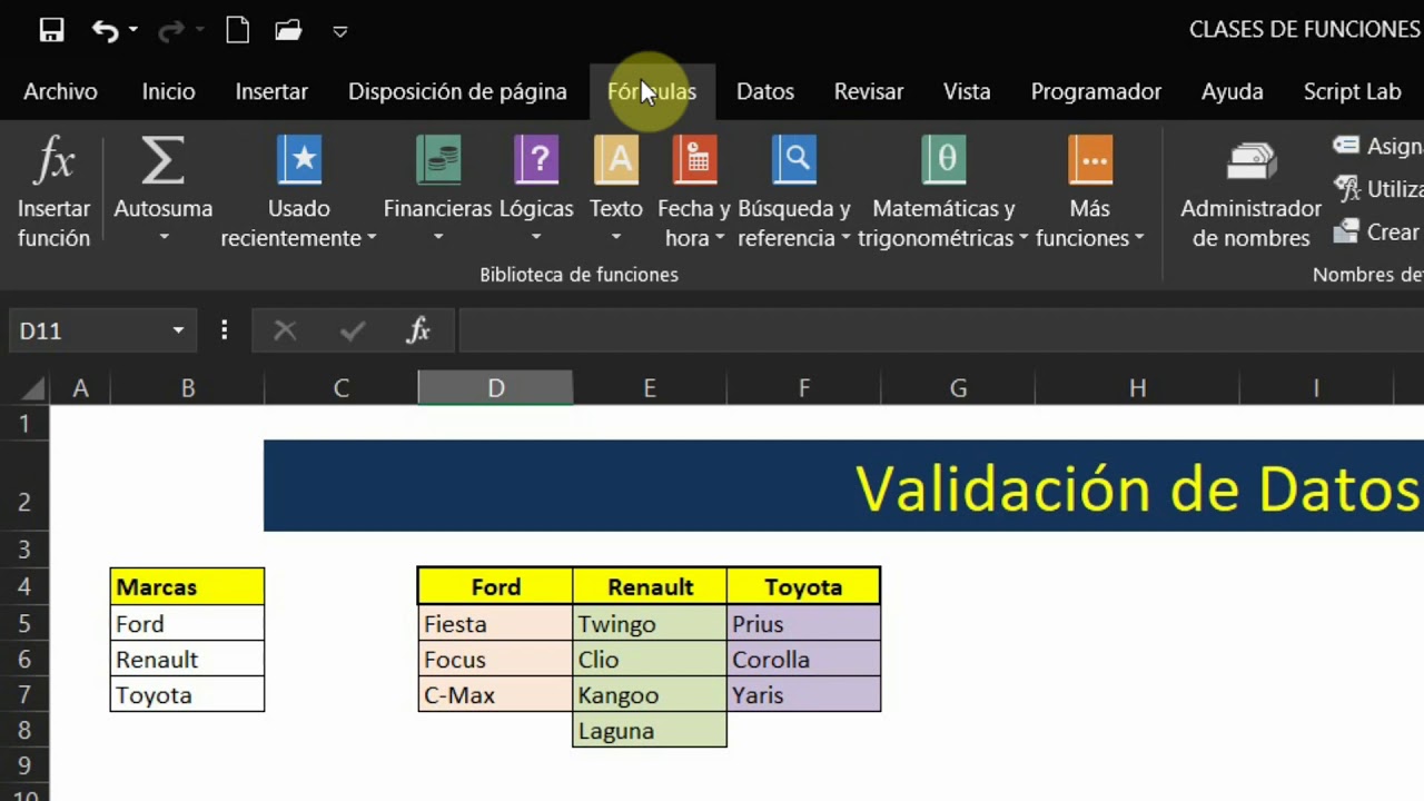Validacion de datos (versión Editada y dinámica) - YouTube