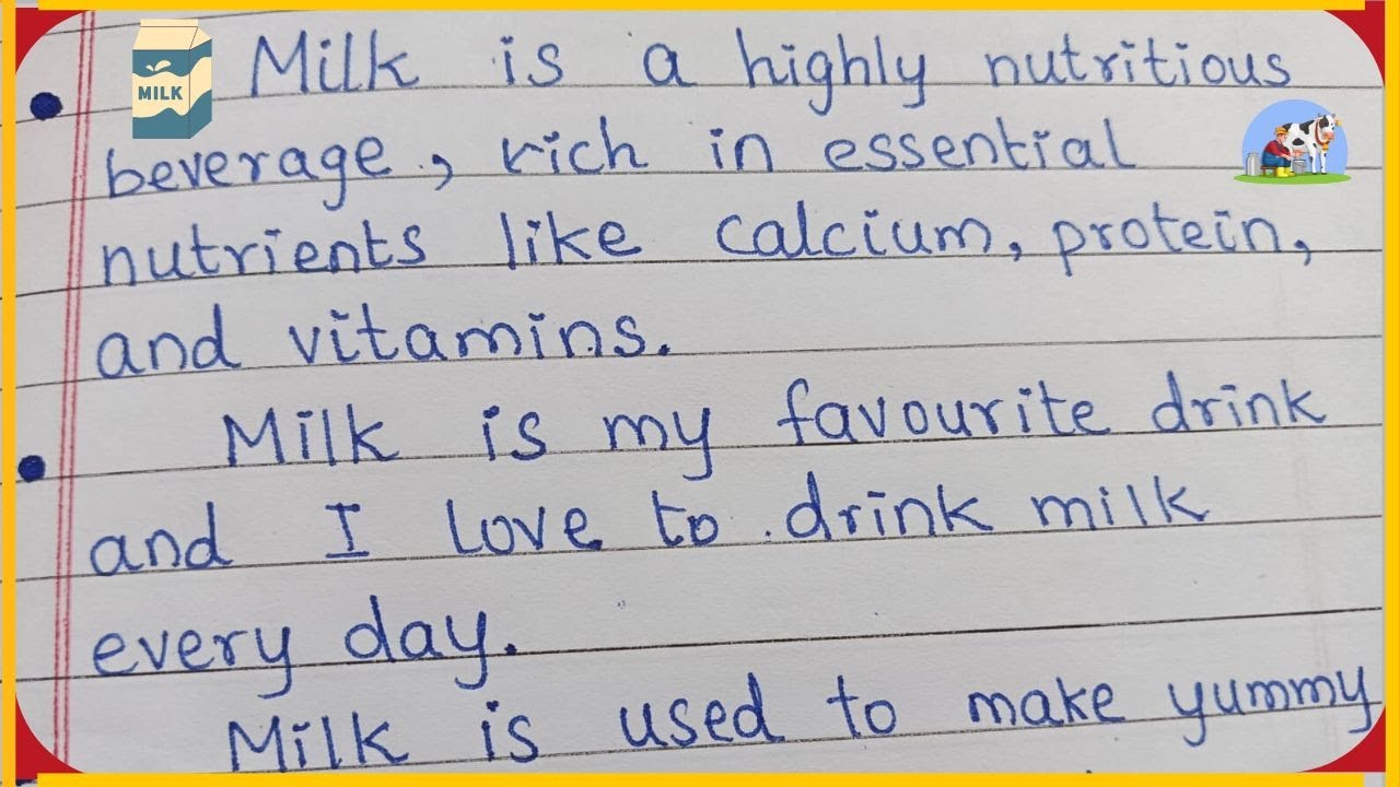 10 Lines About Milk Short Essay || Importance of Milk in English Hand ...