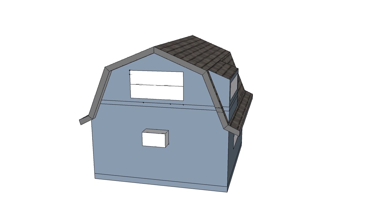 3D animation of a gambrel roof shed - YouTube