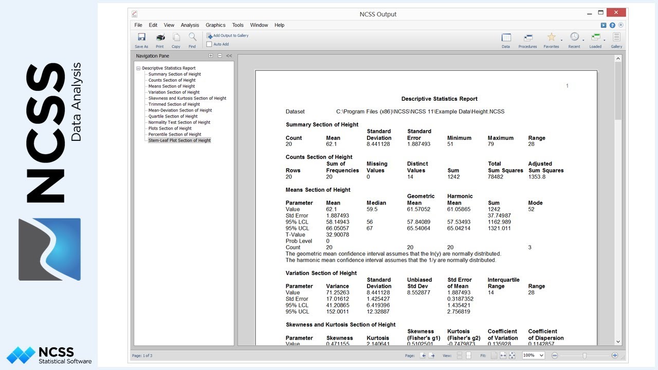 Descriptive Statistics in NCSS - YouTube