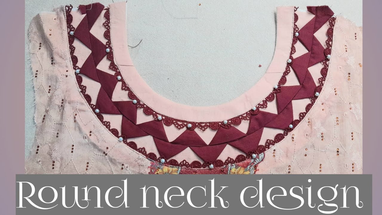 Beautiful round neck design with fabric patti new neck design 2024 ...