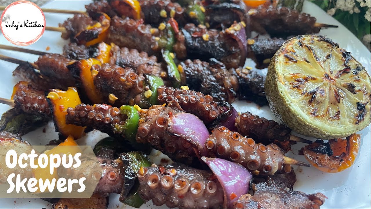 The Best Grilled Octopus Skewers | Jinsi Ya Kupika Mishkaki Ya Pweza ...