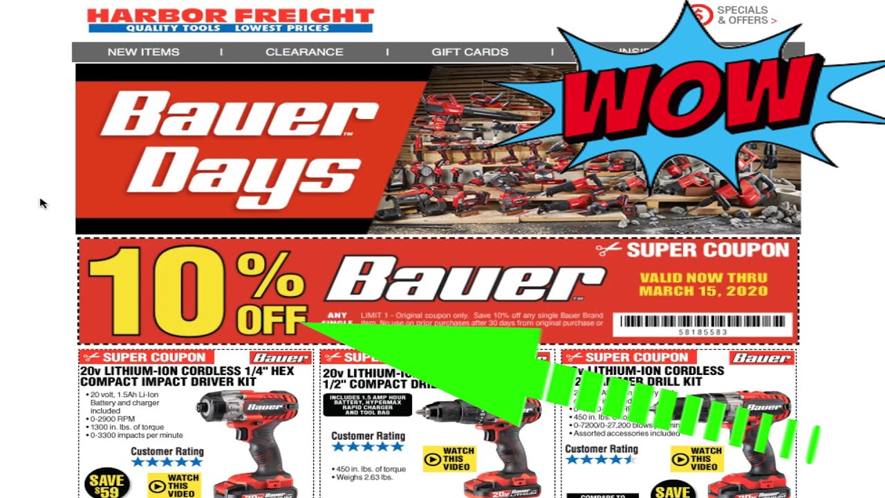 Bauer Days + 10% OFF||Harbor Freight - YouTube