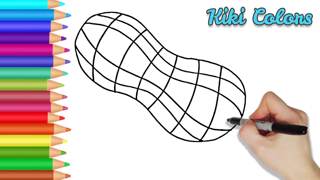 How to Color a Peanut | Teach Drawing for Kids and Toddlers Coloring ...