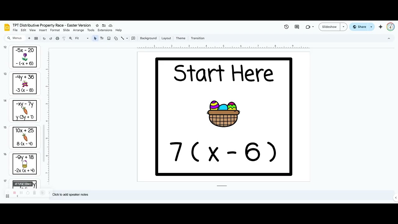 Distributive Property Race - Easter Version - YouTube