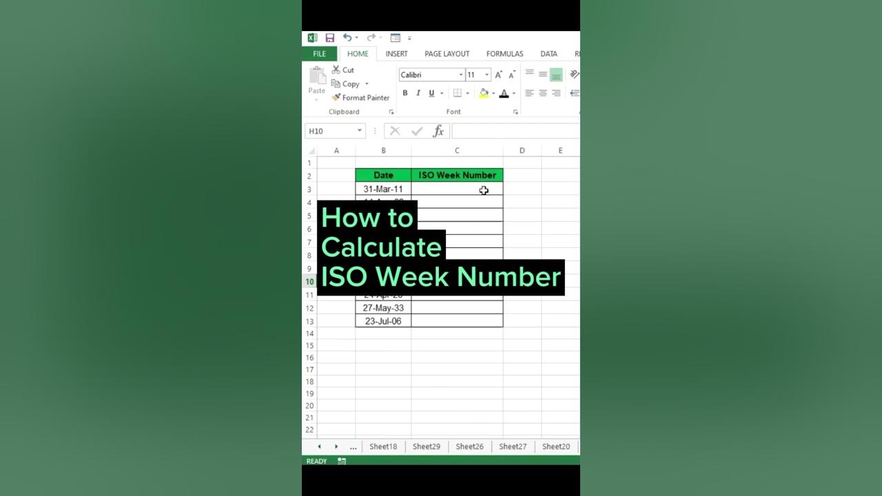 Excel Tips: Calculate ISO WEEK Number! #excel #iso - YouTube