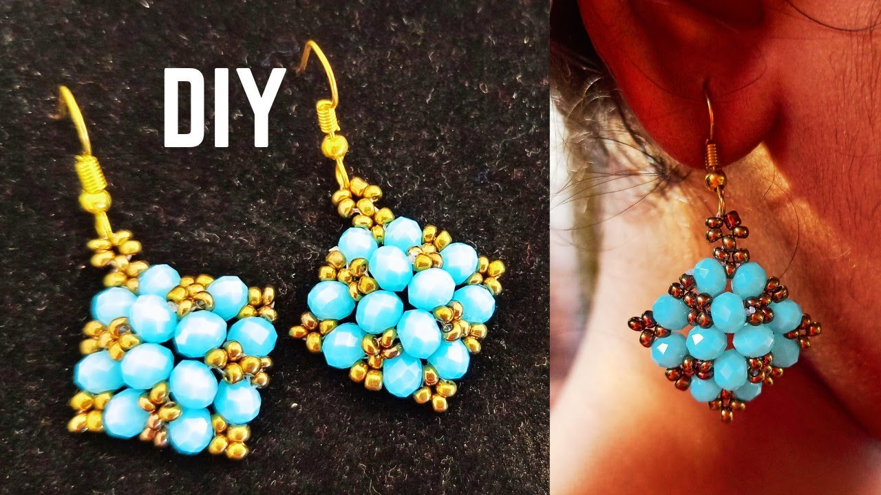 How to make Easy DIY Earrings Tutorials/Blue Diamond Danglers/ Jewelry ...