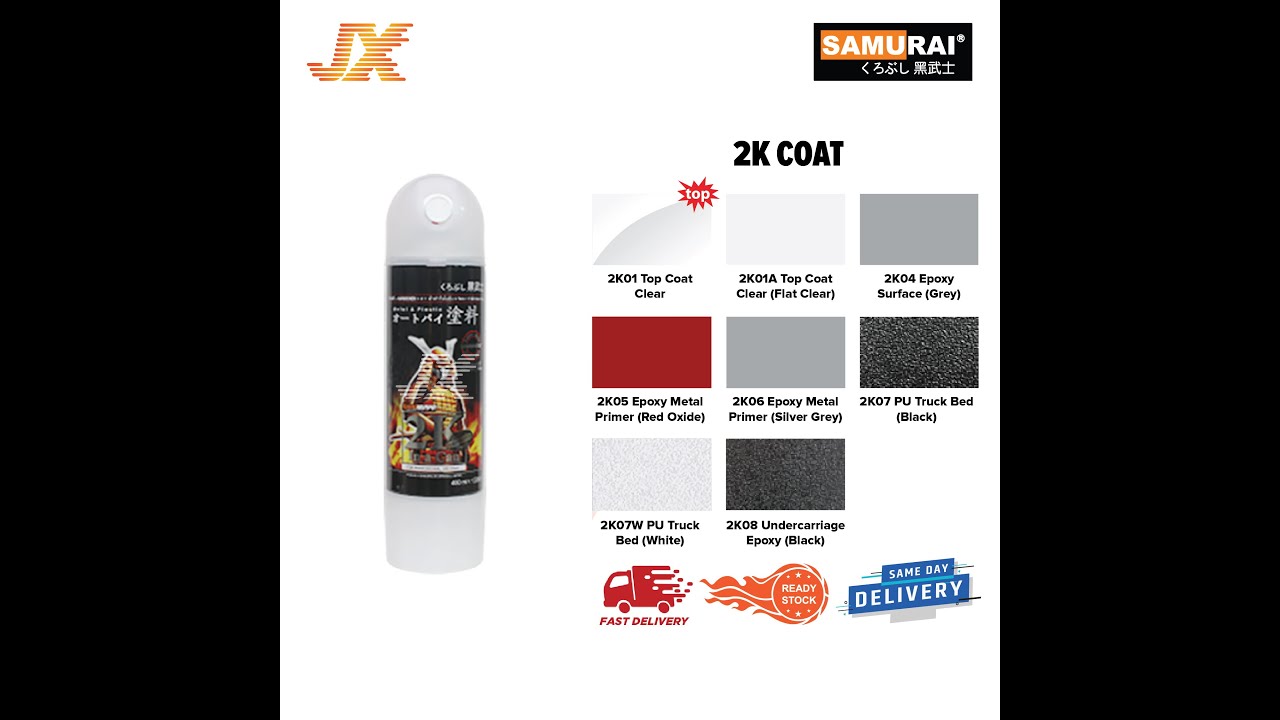 Samurai Spray Paint 2K Top Coat Clear 2K01 - YouTube