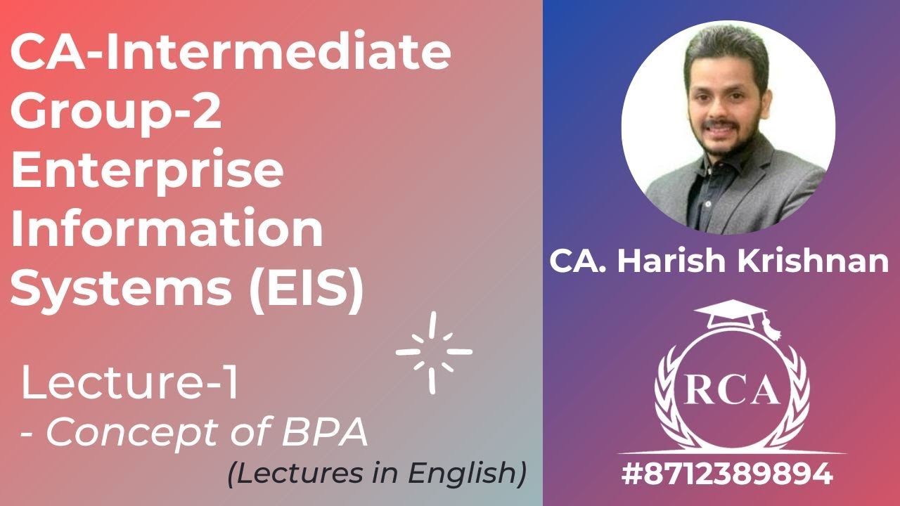 CA-Inter EIS Class 1 | Concept of BPA | by CA. Harish Krishnan | in English - YouTube
