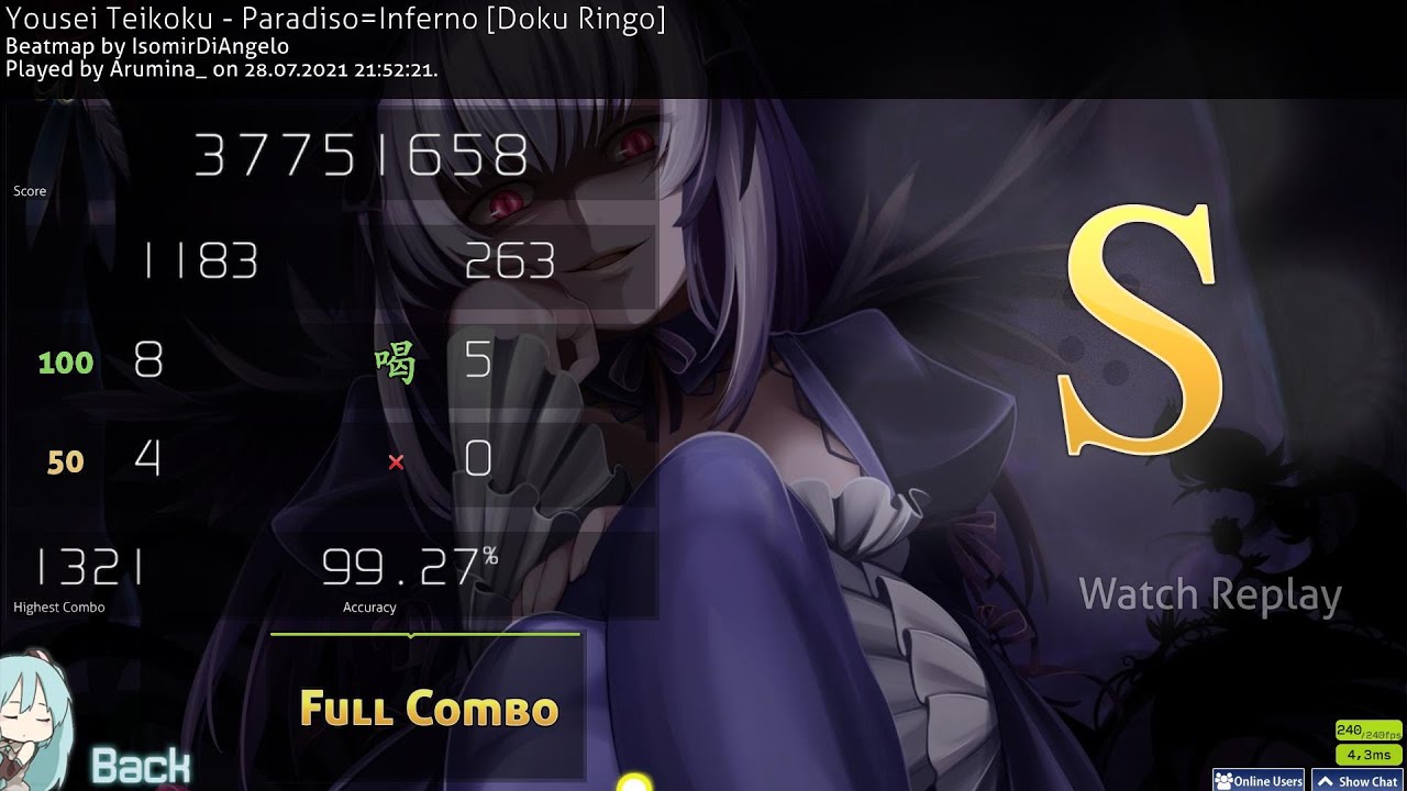 Yousei Teikoku - Paradiso=Inferno | Osu! | Handcam by Arumina + proof ...