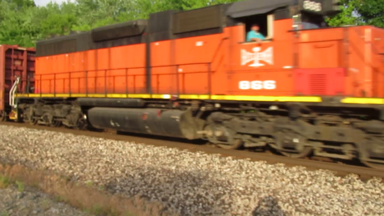 Bessemer SD38 BLE 866 speeding West with a local freight train though ...