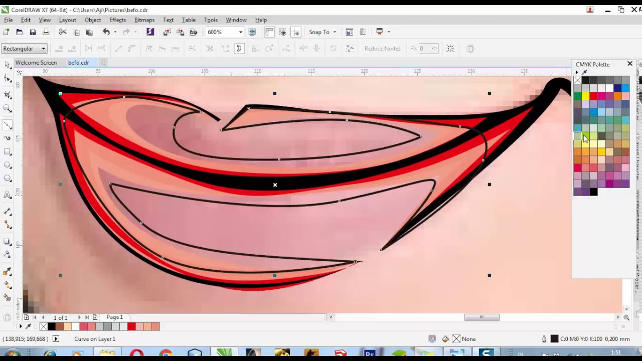Tutorial Membuat vector Bagian bibir - YouTube