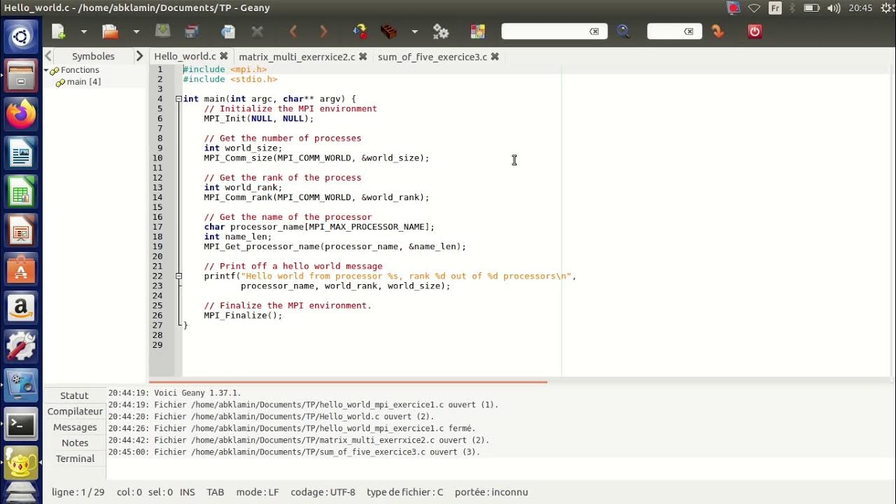 mpi programming(Hello world, matrix multiplication and sum of first ...